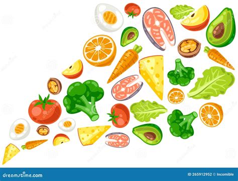 Achtergrond Met Gezonde Voeding En Maaltijden Groenten En Eiwitten Van Fruit Voor Goede Voeding