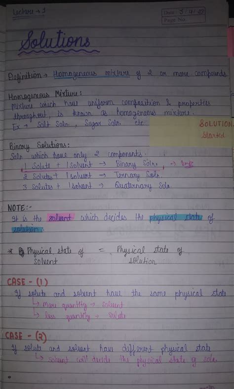 Class 12 Jee Notes Chemistry Solutions Class 12 Chemistry Project