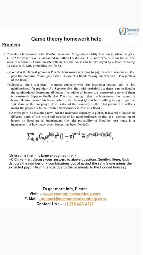 Game Theory Homework Help Game Theory Homework Help Economics