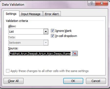 Data Validation In Excel
