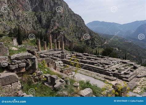 The Temple Of Apollo Delphi Greece Stock Image Image Of Site