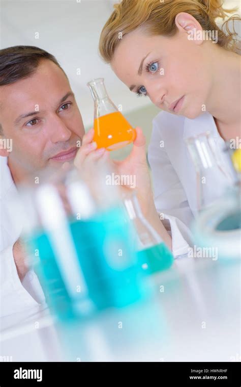 Male And Female Lab Workers Stock Photo Alamy