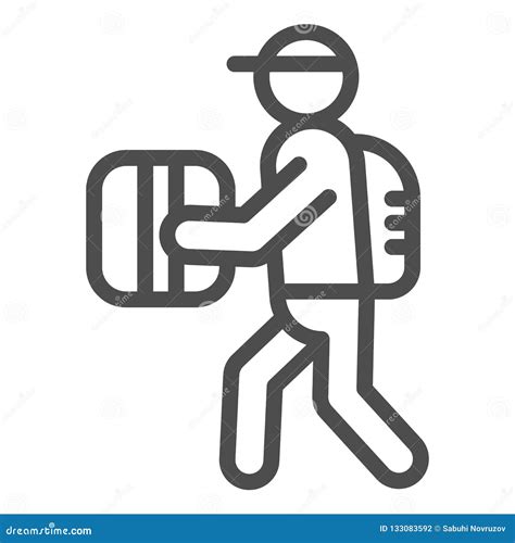 Courier Line Icon Delivery Vector Illustration Isolated On White Stock