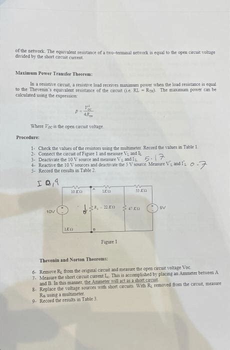 Solved Experiment 5 Superposition And Thevenin Norton