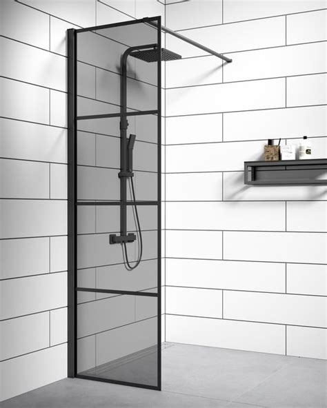 Badplaats Douchewand Essos 50 Cm X 200 Cm Zwart Inloopdouche 8 Mm