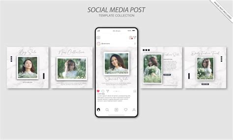 미니멀리스트 소셜 미디어 게시물 템플릿 프리미엄 벡터