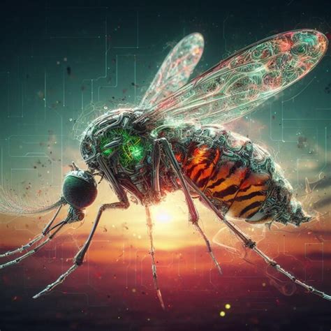Premium Photo Genetically Modified Macro Closeup Of Nano Robot Engineered Weapon Mosquito In