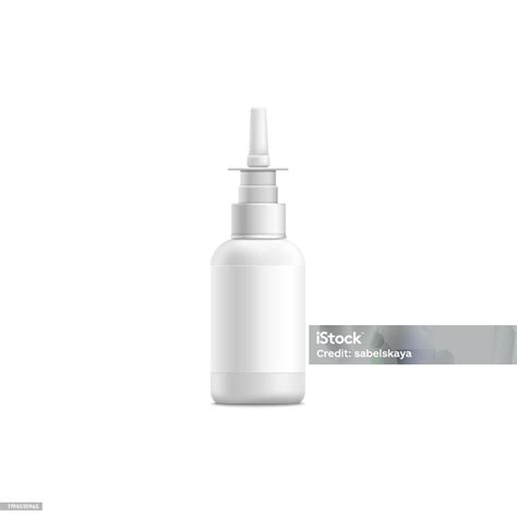 흰색 플라스틱 코 스프레이 용기 병 모형 흰색 배경에 격리 3차원 형태에 대한 스톡 벡터 아트 및 기타 이미지 3차원 형태 생활필수품 약국 Istock