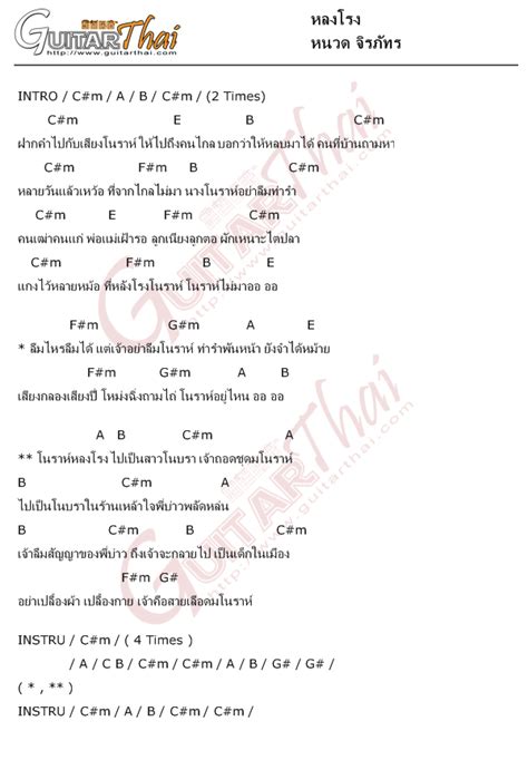 คอร์ดเพลง หลงโรง หนวด จิรภัทร