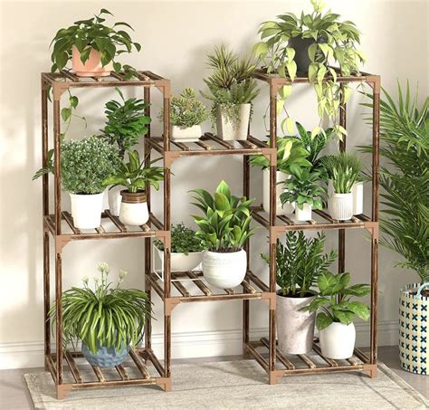 Cfmour Plant Stand Indoor Outdoor8 Tier Wood Plant Shelves For Indoor