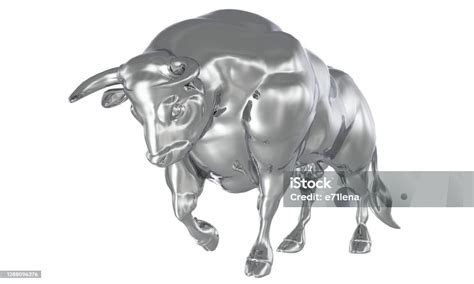 흰색 배경 3d 일러스트에 고립 된 흰색 금속 황소 0명에 대한 스톡 사진 및 기타 이미지 0명 2021년 3차원 형태 Istock