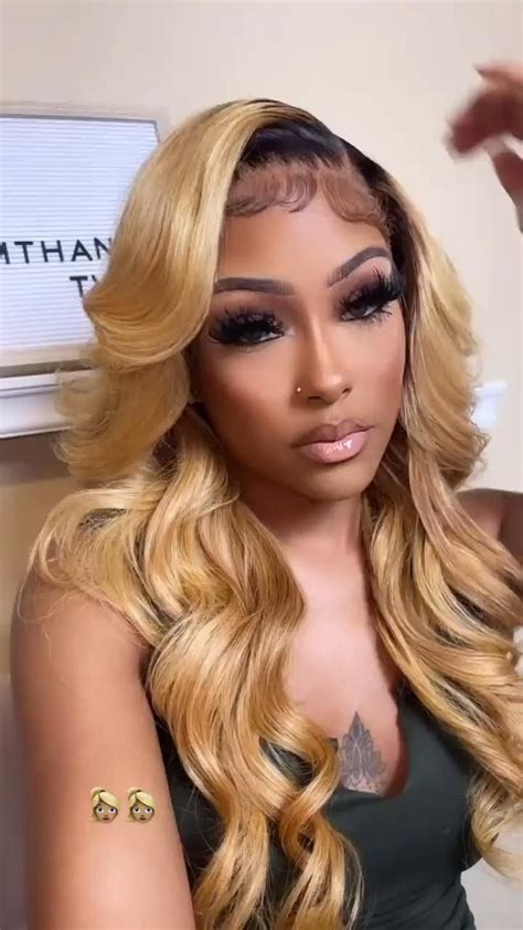 Kash Doll Style Black Roots Honey Brown Ombre Loose Wave Lace Frontal