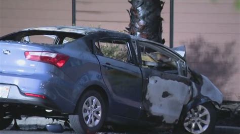 Passenger Dies After Stolen Kia Hits Tree In San Jose In Fiery Crash