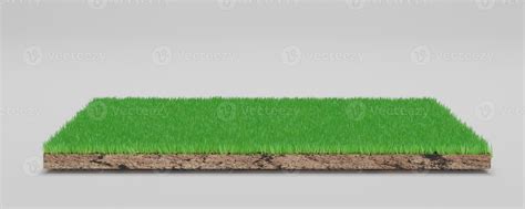 3d Rendering Green Grass Land Piece Isolated On Background 6193240