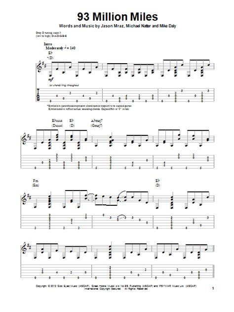 Million Miles By Jason Mraz Guitar Tab Play Along Guitar Instructor
