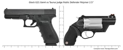 Glock G21 Gen4 Vs Taurus Judge Public Defender Polymer 2 5” Size