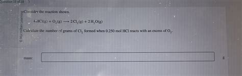 Solved Question 15 ﻿of 18Consider the reaction | Chegg.com