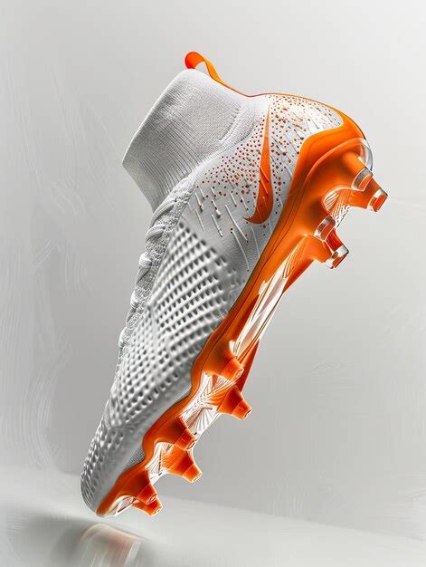 Futuristic Orange And White Soccer Cleatsxa Premium Ai Generated Image