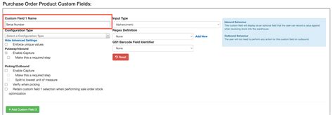 Setting Up Custom Fields For Purchase Order Products