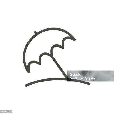 비치 우산 아이콘 벡터입니다 선 일 Pritection 기호 격리입니다 최신 유행 플랫 개요 Ui 표시 디자인입니다 웹 사이트 모바일 App 로고 그림에 대 한 얇은 선형