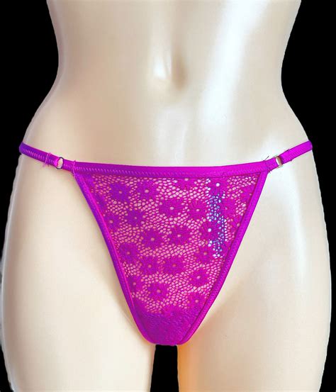 Fuchsia Pink Lace Thong Louise