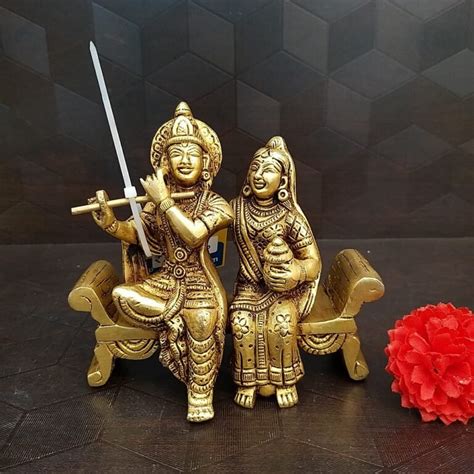Brass Radha Krishna Sitting On Sofa Idol 4 Brass God Idols Vgocart