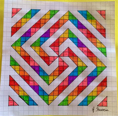 geometric drawing on graph paper