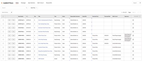 Search For And Filter Submittals Procore