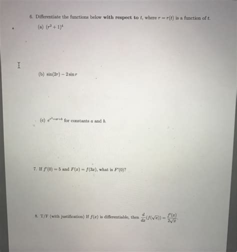 Solved Differentiate The Functions Below With Respect To Chegg