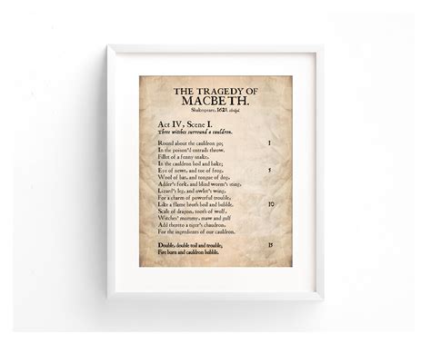 Halloween Print Witches Spell Macbeth Shakespeare Quote Witch Cauldron