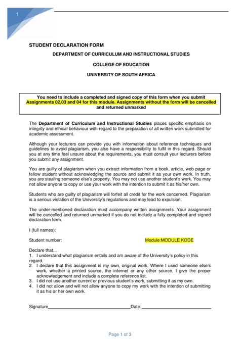 Student Declaration Forms Nursing Stuvia Sa