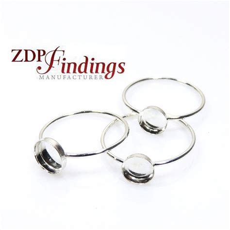 2pcs X Silver Ring Bezel Round Bezel Sterling Silver 925 Blank Ring