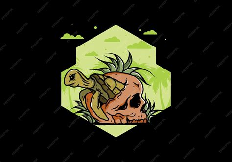 Premium Vector Sea Turtle In The Skull Illustration