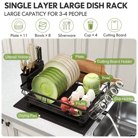Dish Drying Rack With Drainboard Set Stainless Steel Dish Drainers For