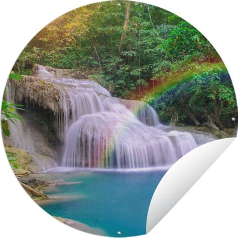 Tuincirkel Regenboog Zon Waterval Natuur 60x60 Cm Ronde