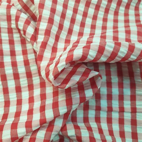 Red Seersucker Gingham Fabricred Gingham Seersucker Fabricred Waffled