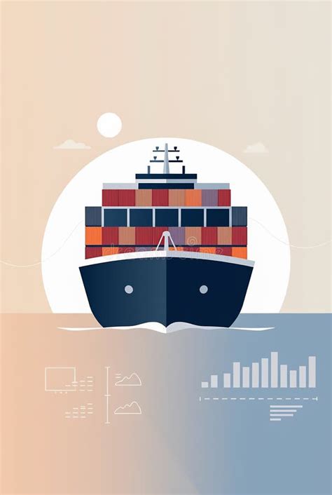 Container Ship Transportation Logistics Illustration With Data Analytics Charts And Maritime