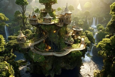 premium photo magical treehouse inhabited by playful forest sprites