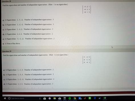 Solved Question 18 Find The Eigenvalues And Number Of