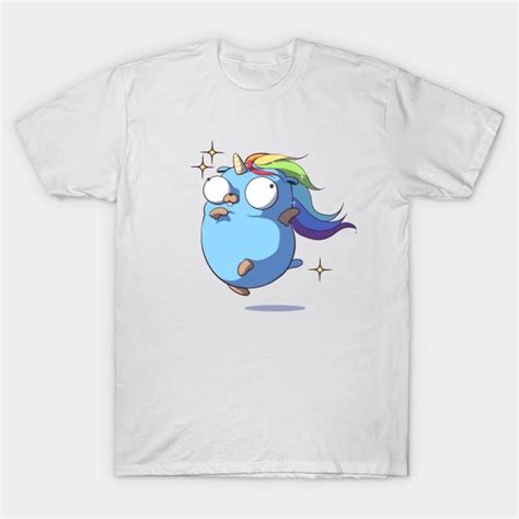 เสื้อยืด Vintage Golang Gopher Unicorn T Shirt แท้ Cotton 100 คอกลม สี