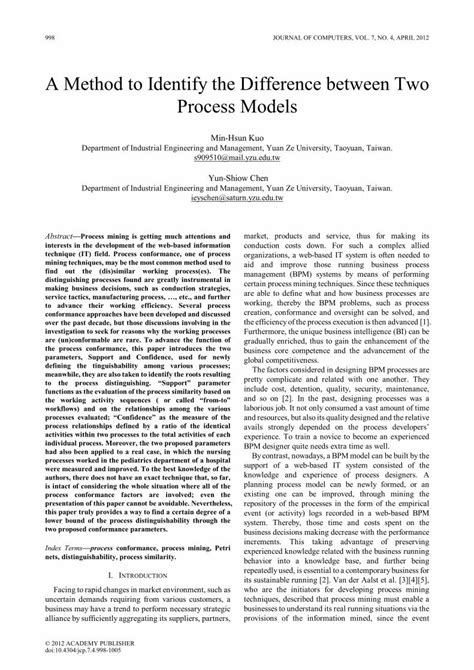 PDF A Method To Identify The Difference Between Two Process Models DOKUMEN TIPS