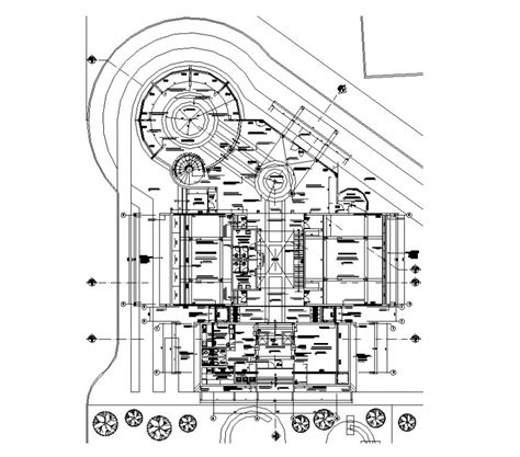 single story of office building structure 2d view cad structural block