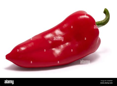 Ripe Natural Organic Sweet Red Kapia Pepper Isolated On White