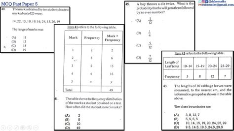 40 41 43and45 Statistics Multiple Choice 5 Cxc Csec Mathematics Youtube