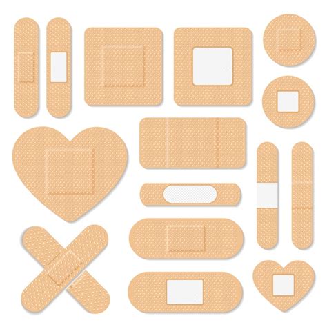 Premium Vector First Aid Band Plaster Strip Medical Patch Icon Set
