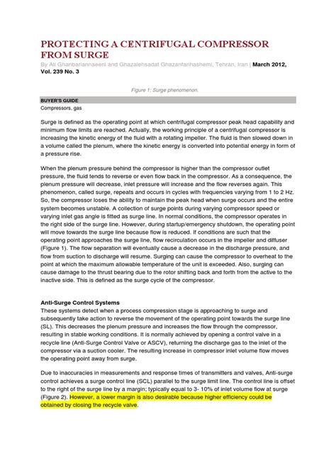 Protecting a Centrifugal Compressor from Surge: An Overview of Surge Phenomenon, Anti-Surge ...