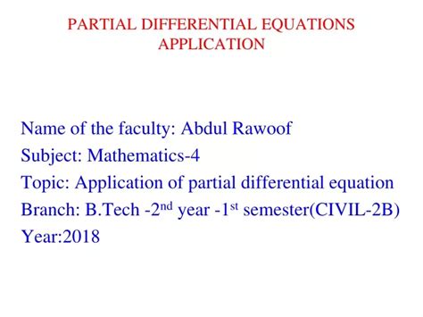 Ppt Partial Differential Equations Application Powerpoint