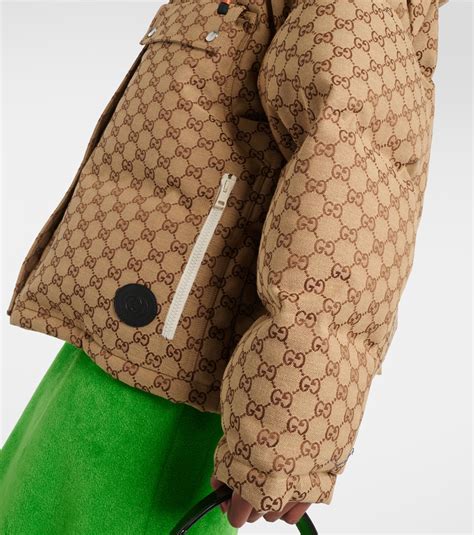 Gg Cotton Canvas Down Jacket In Brown Gucci Mytheresa