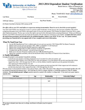 Ub Dependent Student Verification Form Fill Online Printable