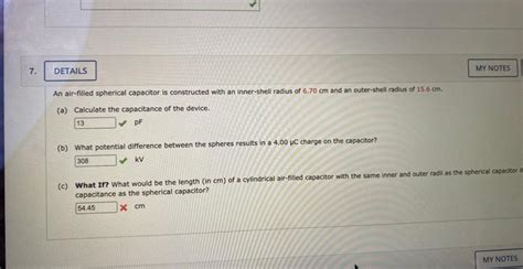 Solved An Air Filled Spherical Capacitor Is Constructed With